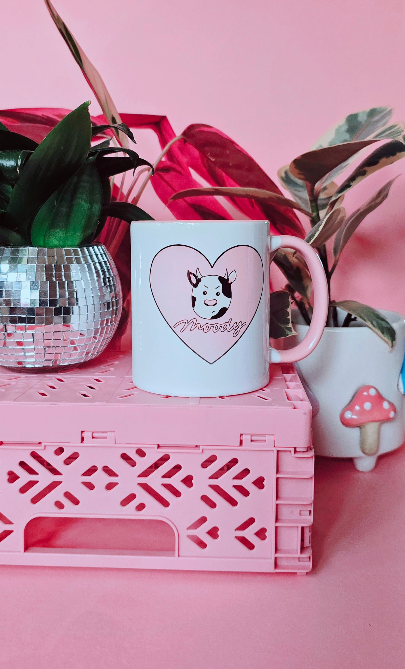 Moody Cow Ceramic Pink Mug – Minerva and moon